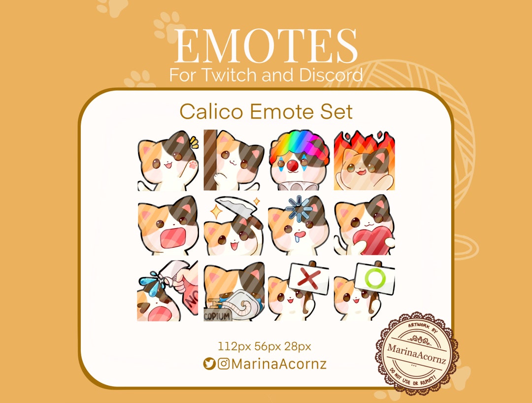 Calico Cat Emote Set - Etsy