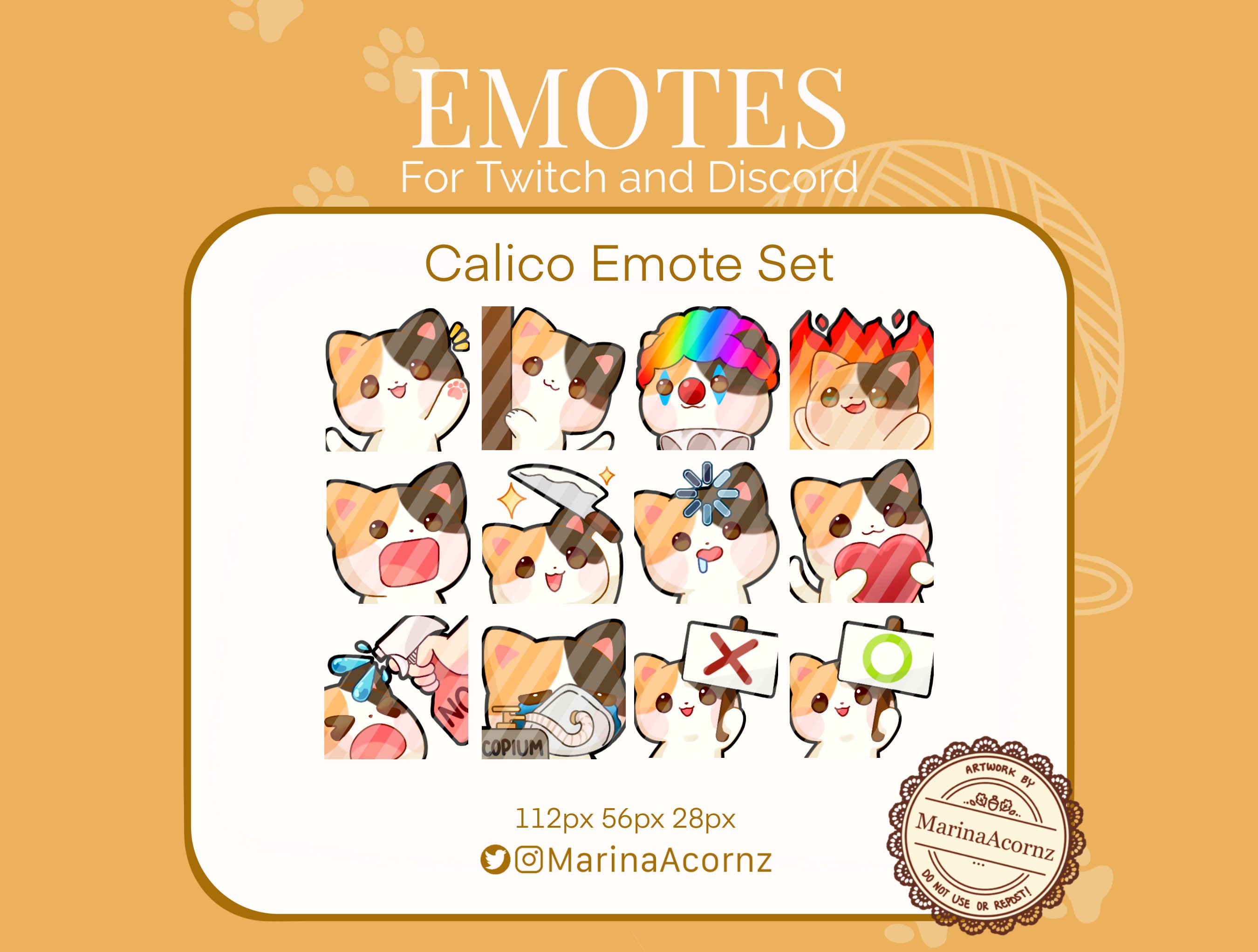 Calico Cat Emote Set - Etsy