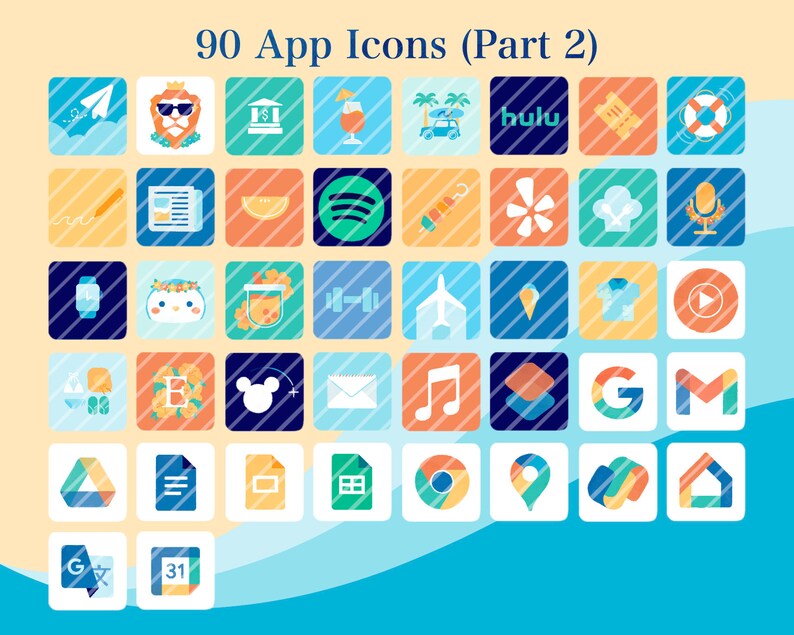 Summer Theme App Icon Set for iPhone Ios 14 - Etsy