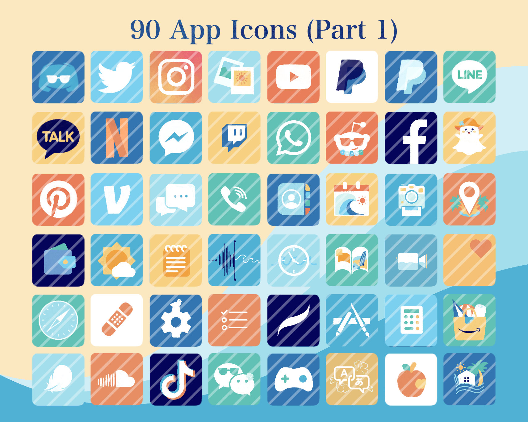 Summer Theme App Icon Set for iPhone Ios 14 - Etsy