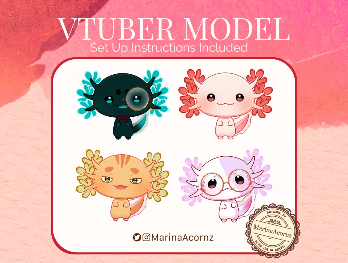 Customizable Axolotl Vtuber Model Mouse Keyboard Tracking, Includes Set ...