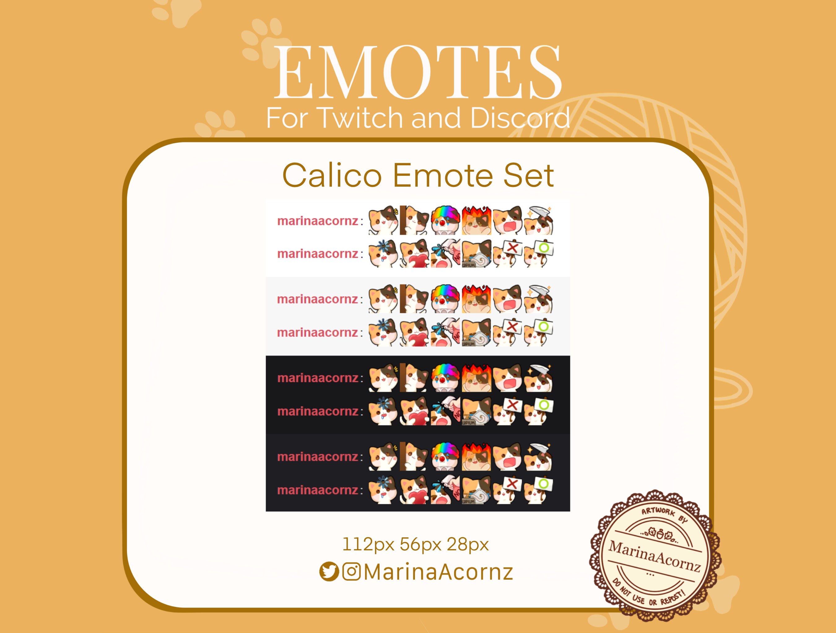 Calico Cat Emote Set - Etsy