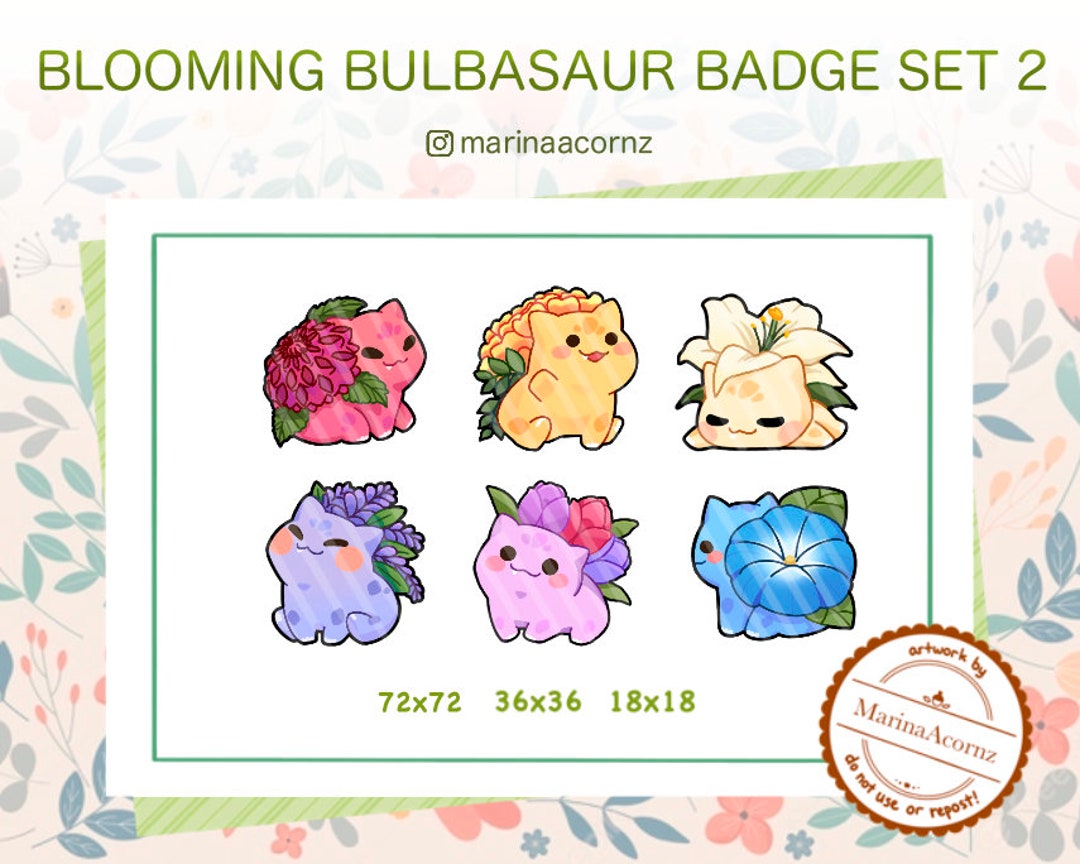 Blooming Bulbasaur Badge Set 2 - Etsy