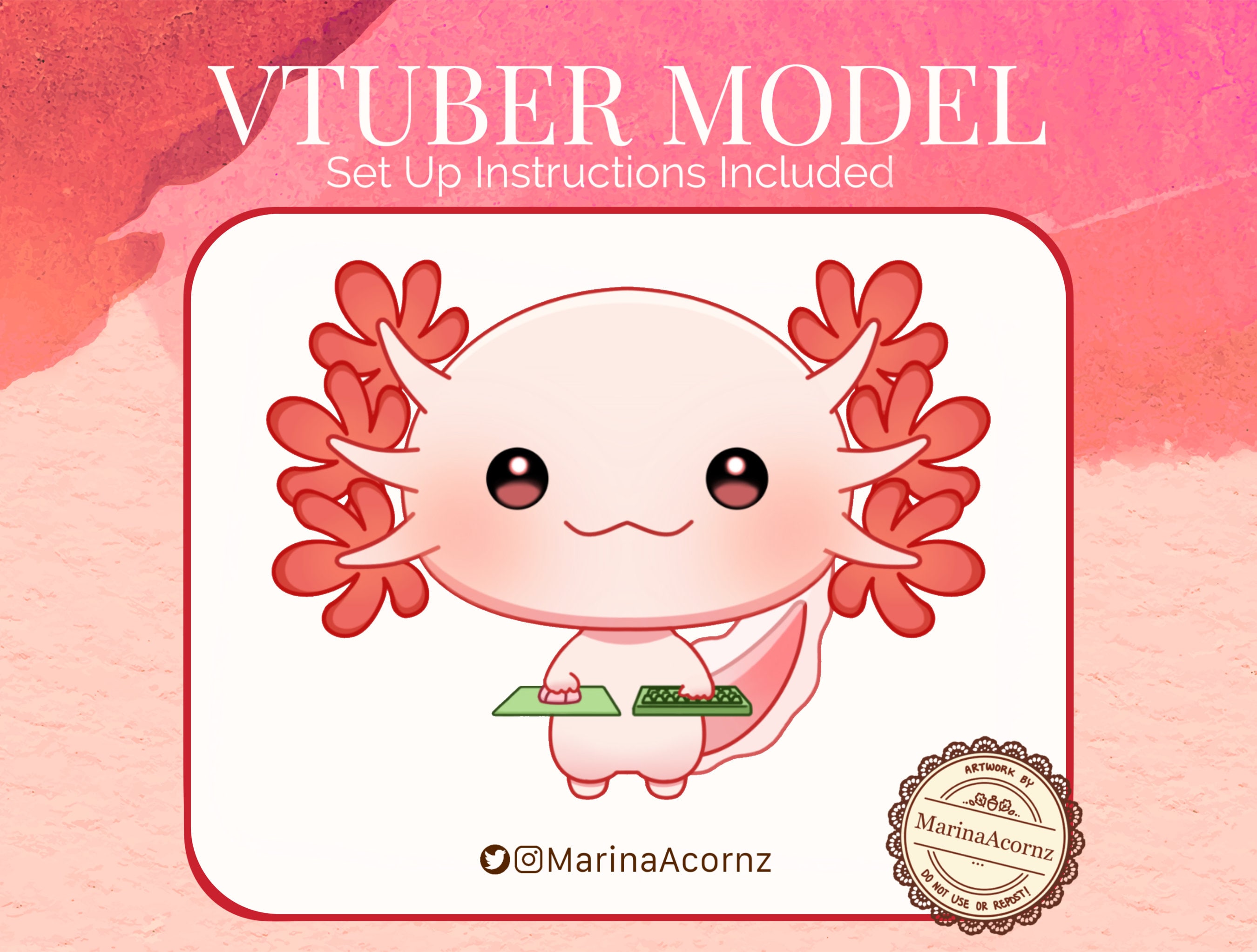 Customizable Axolotl Vtuber Model Mouse Keyboard Tracking, Includes Set ...