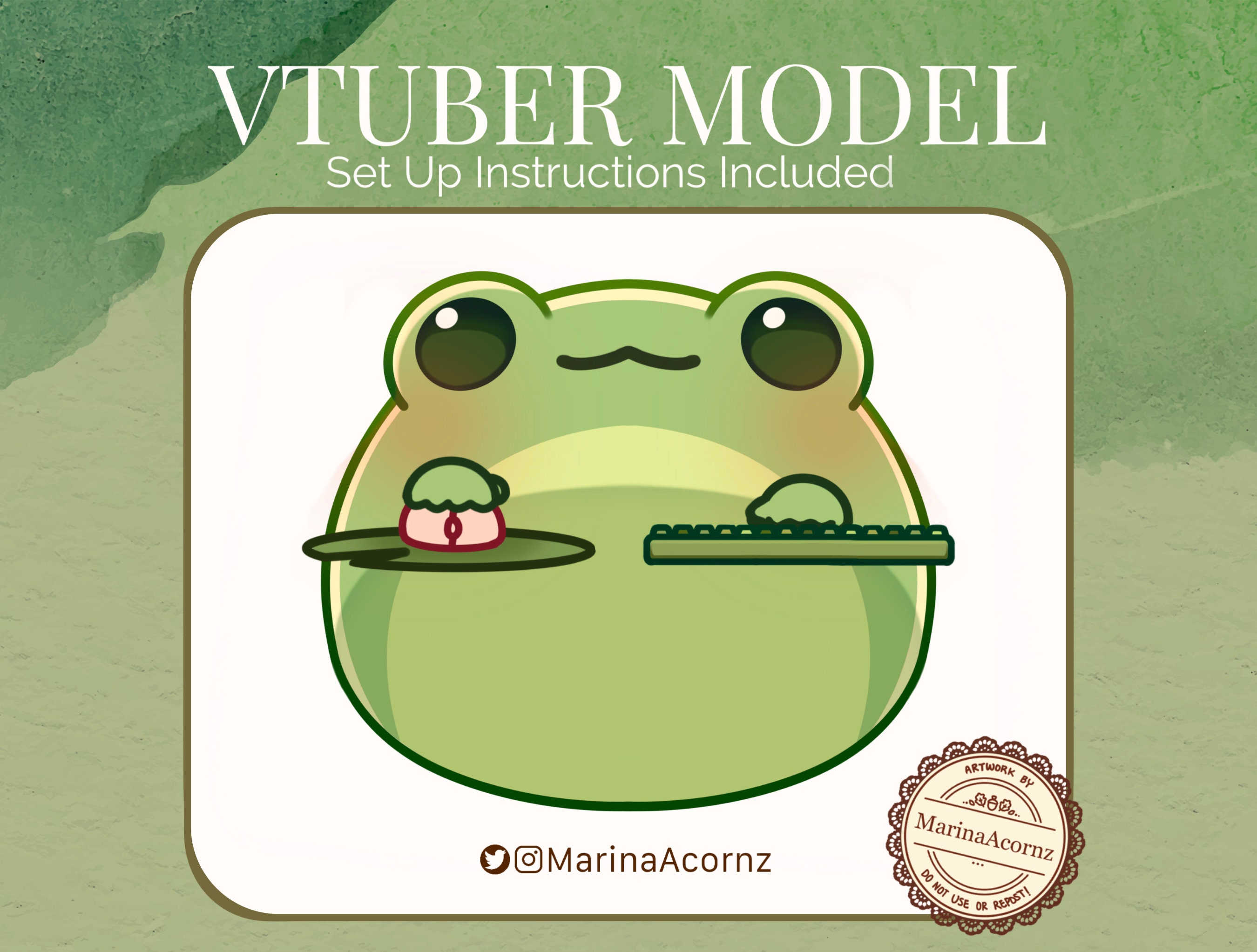 Jiggly Frog Vtuber Model With Custom Spud Mouse and Keyboard - Etsy