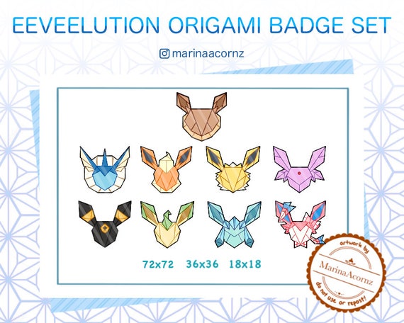 Eeveelution Origami Badge Set - Etsy