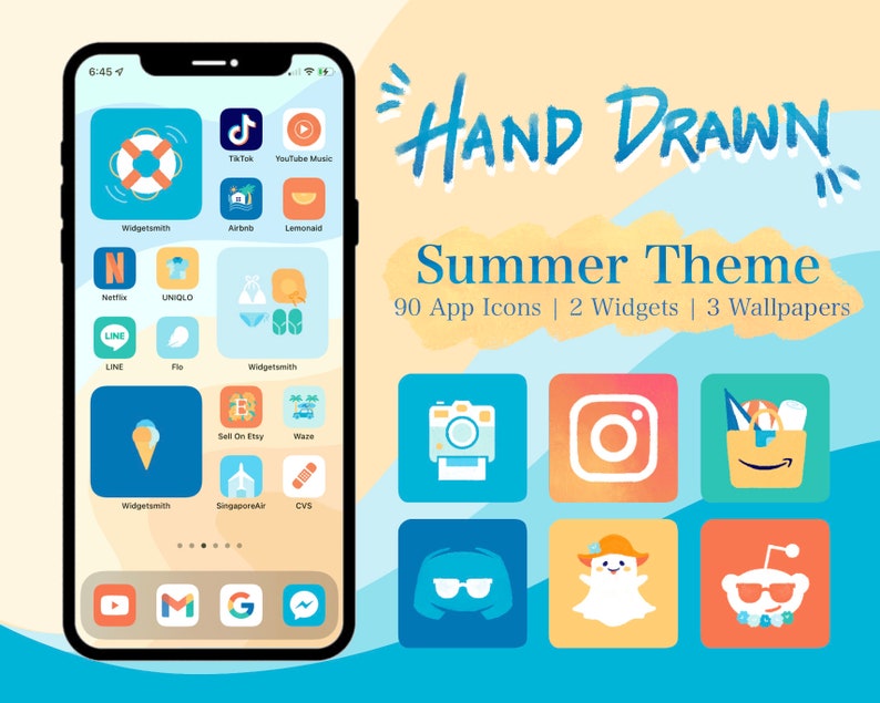 Summer Theme App Icon Set for iPhone Ios 14 - Etsy