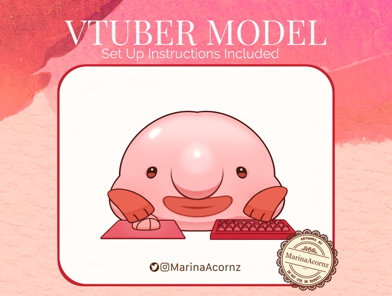 Jiggly Blobfish Vtuber Model Mouse Keyboard Tracking, Includes Set up ...