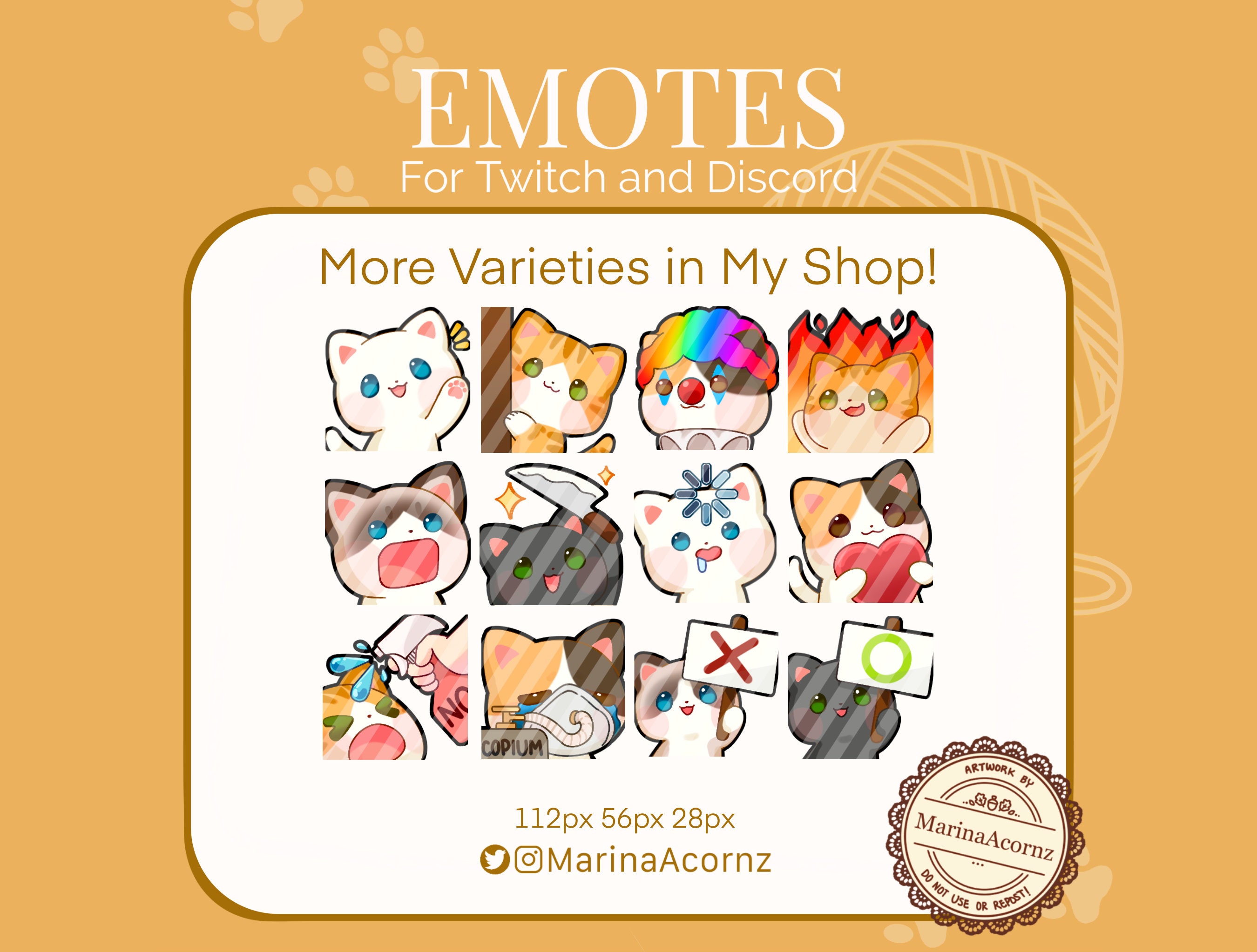Calico Cat Emote Set - Etsy