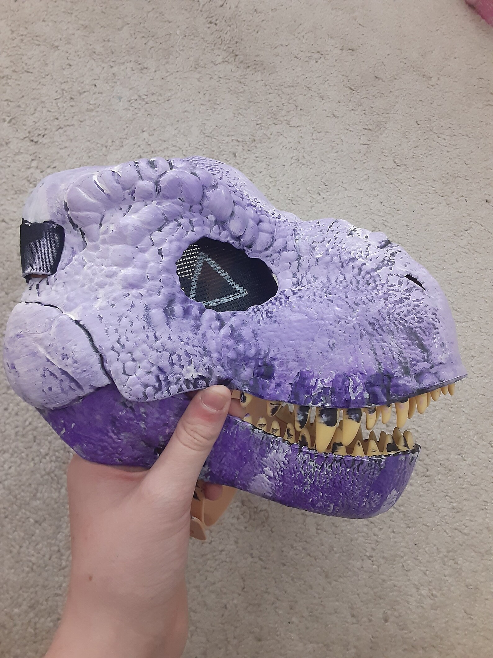 Dino Mask Jurassic Mask T Rex Hand Painted Mask Lavender | Etsy