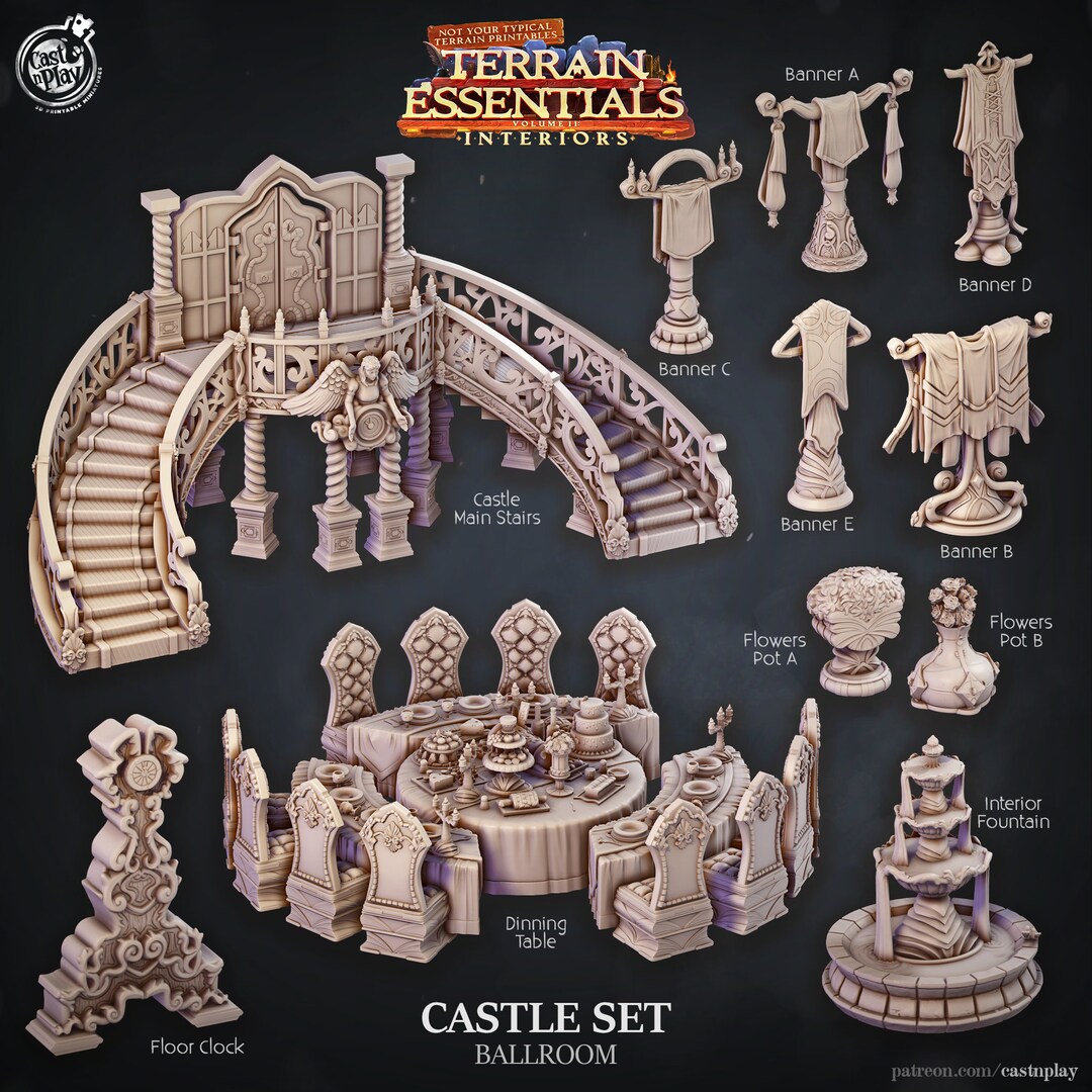 Castle Ballroom Interior, Terrain Essentials, by Cast N Play - Etsy