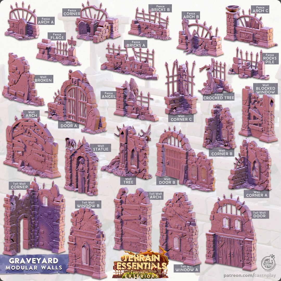 Graveyard Modular Walls, by Cast N Play - Etsy