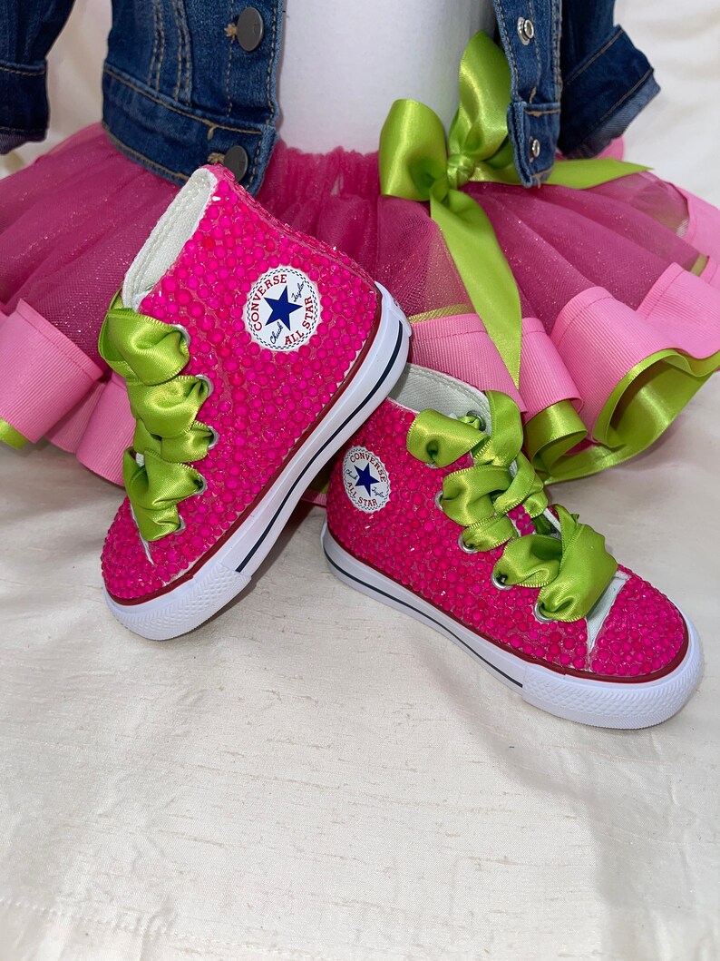 Hot Pink Bling Sneakers luxe Custom High Tops - Etsy