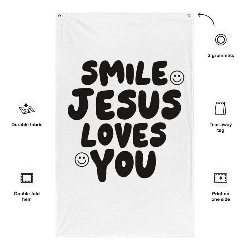 Smile Jesus Loves You Banner: Christian Tapestry Wall Hanging - Etsy