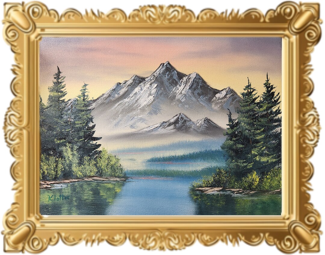 Bob Ross Episode Painting Grey Mountain Wall Art Landscape Art ...