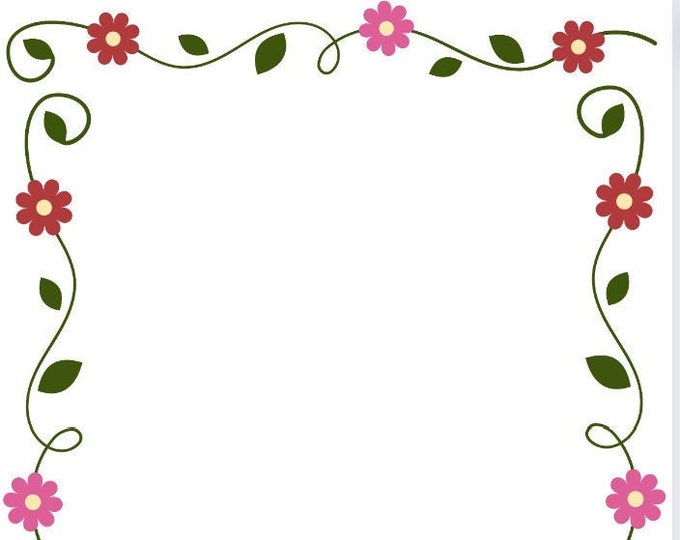 Red White Blue Flower Border Png and Pdf Printable Instant Download ...