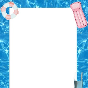Pool Party Printable Border PNG and Pdf. Summer Paper, Invite ...