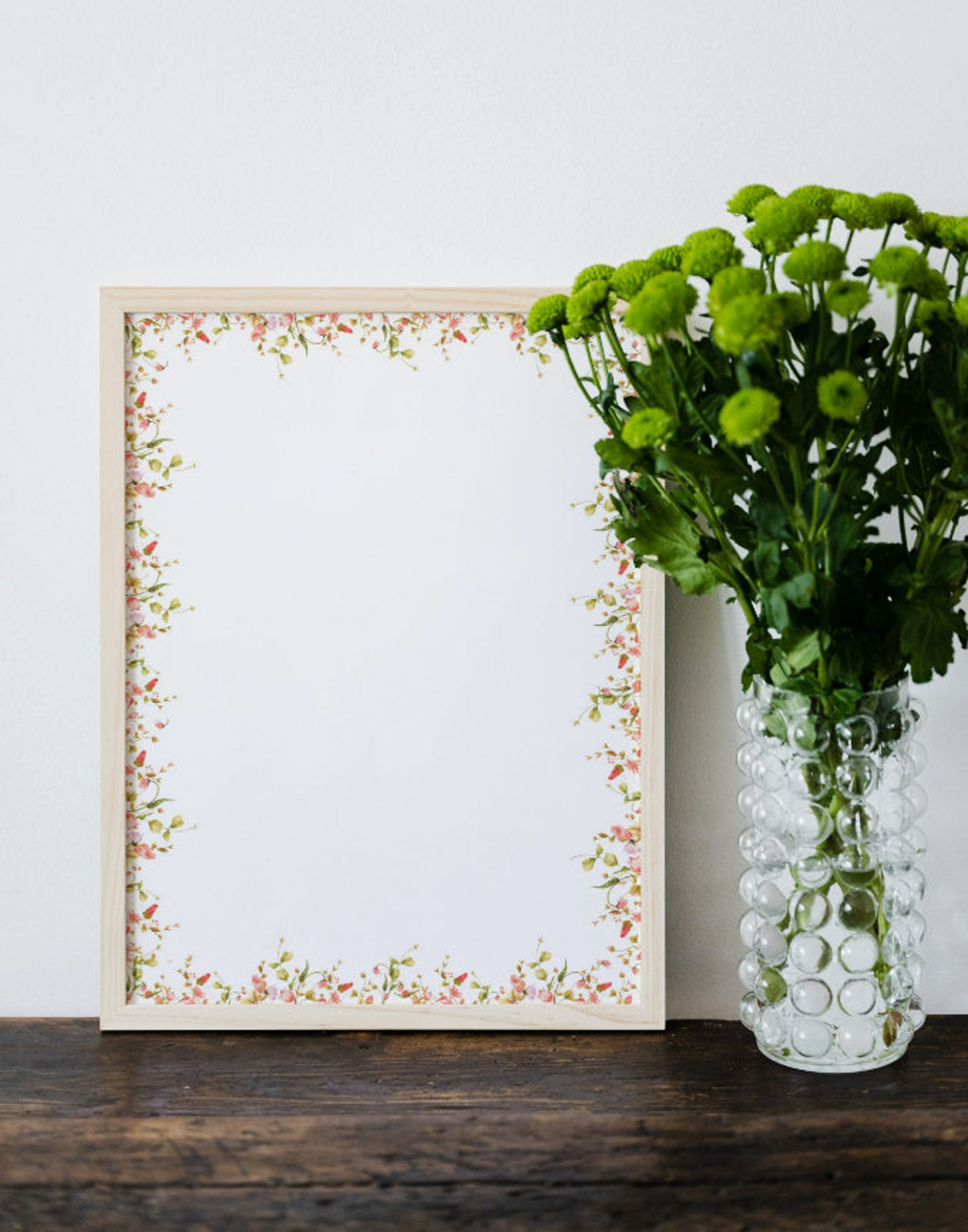 Coral Pink Flower Border Printable, US Letter and A4, PNG and Pdf ...