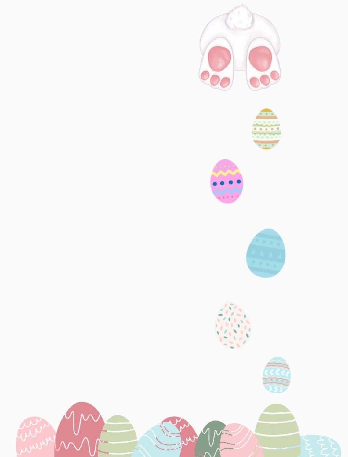 Easter Border Blank Printable Bunny Bum With Eggs Letter Size Template ...