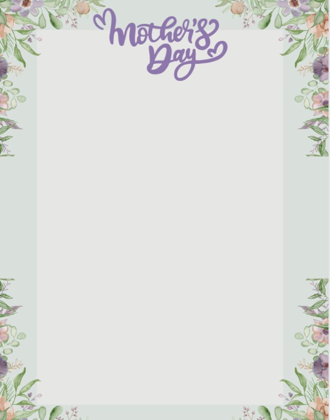 Mothers Day Border Printable for Paper PNG and Pdf Instant Download for ...