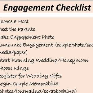 Engagement Checklist Party Digital Printable Download - Etsy