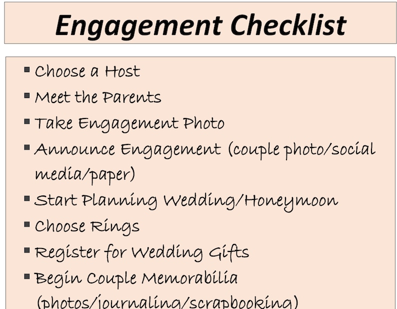 Engagement Checklist Party Digital Printable Download - Etsy