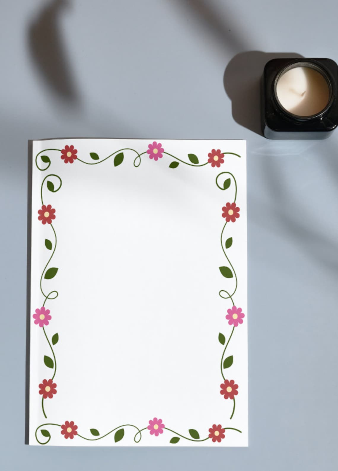 Daisy Bright Pink | Red Flower PNG | Pdf Border Printable Instant ...