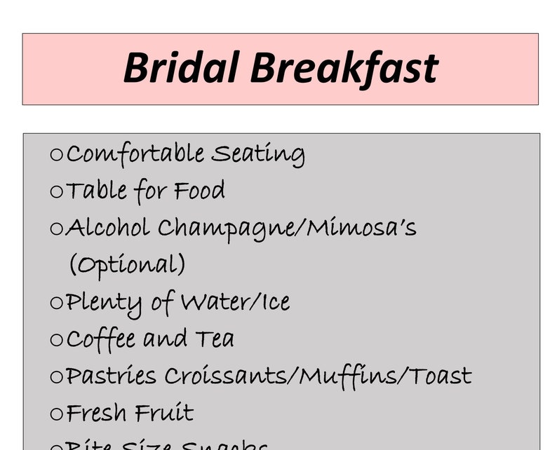 Bridal Breakfast Checklist Digital Download Printable List for Brides ...