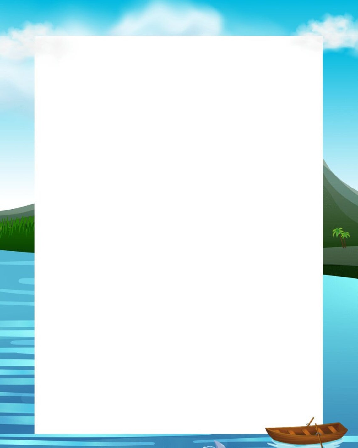 Island Border Printable PNG and Pdf Instant Download Summer Border ...