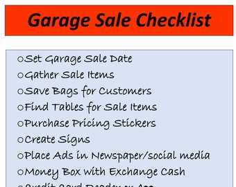 Yard Sale Checklist - Etsy