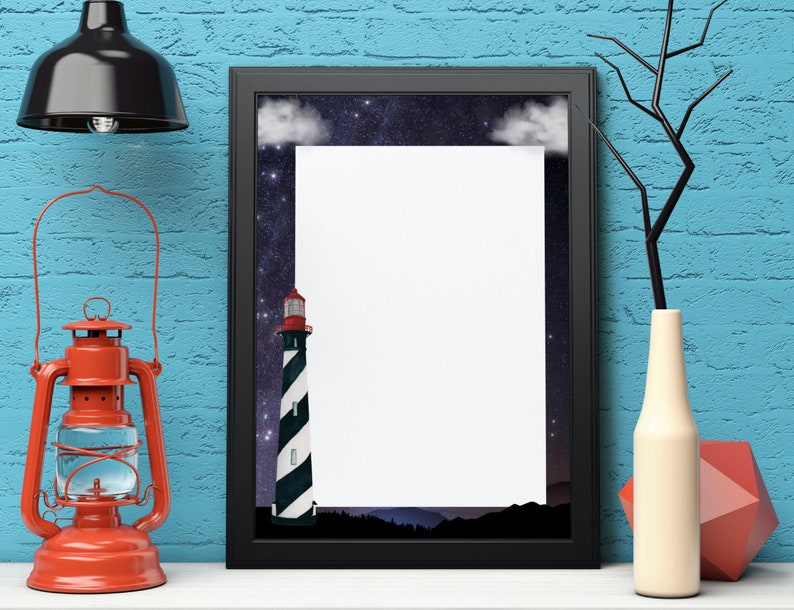 Lighthouse Border Printable Pngpdf Us Letter Size Lighthouse - Etsy