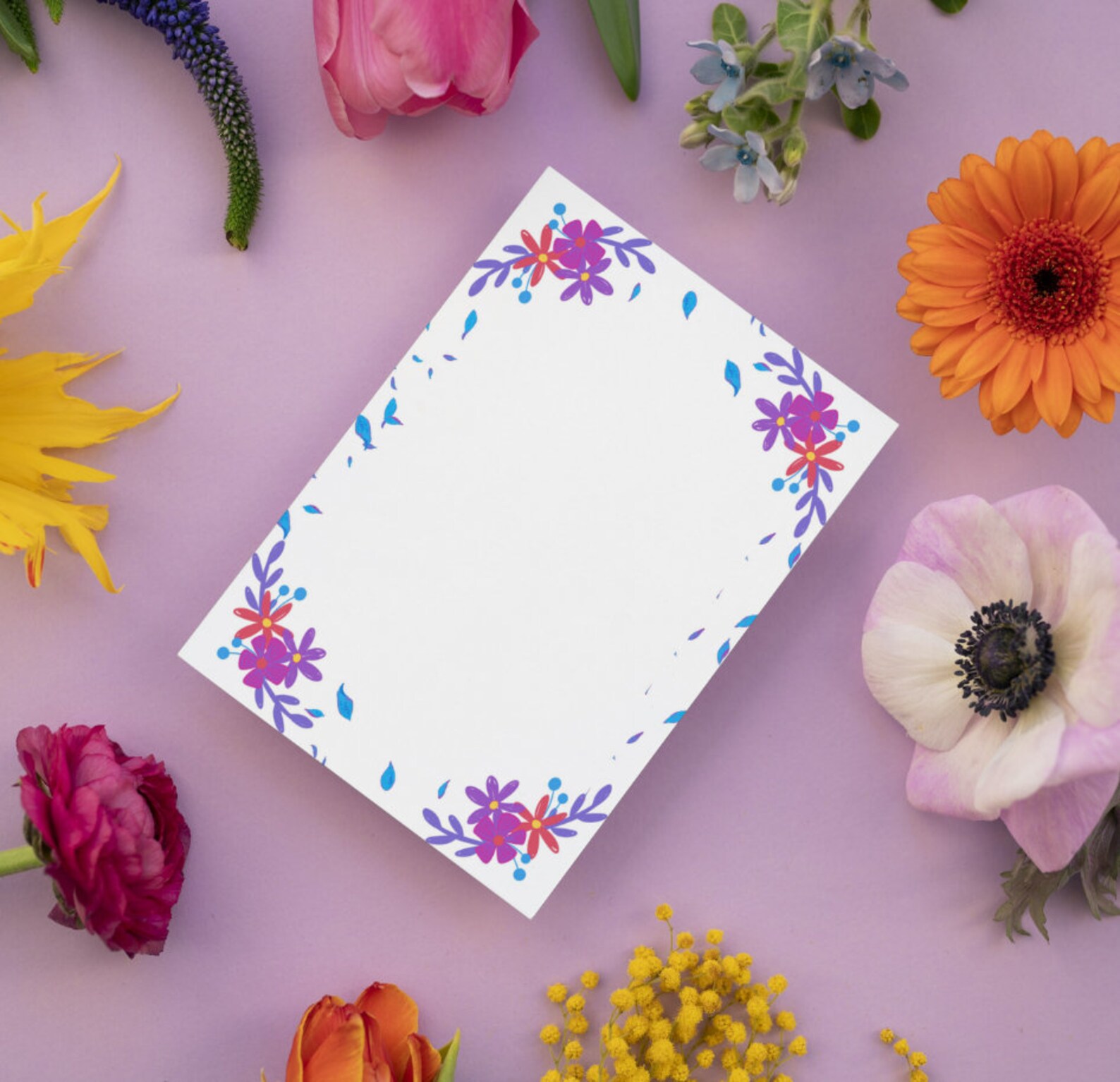 Tropical Color Flower Border Printable Pdf and PNG, Border for ...