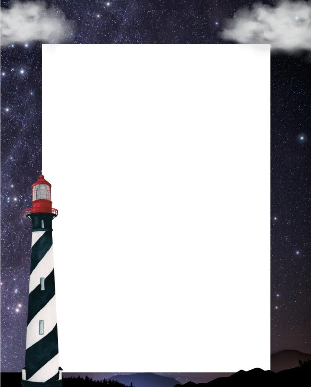 Lighthouse Border Printable Pngpdf Us Letter Size Lighthouse - Etsy
