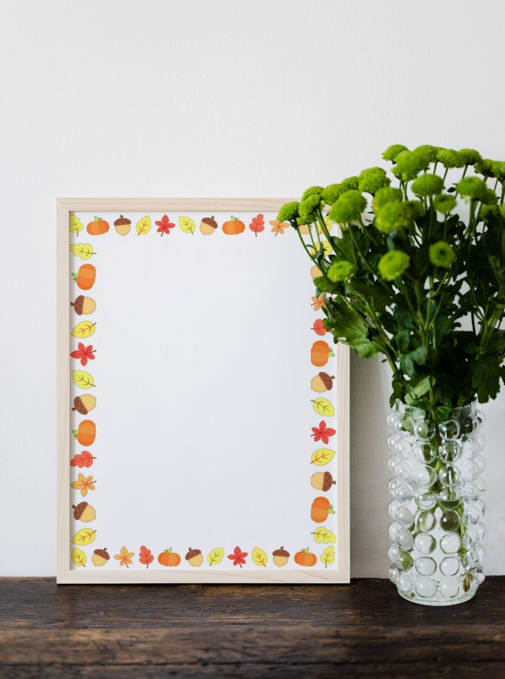 Thanksgiving Border Pdf Autumn Paper Fall Border Stationery - Etsy
