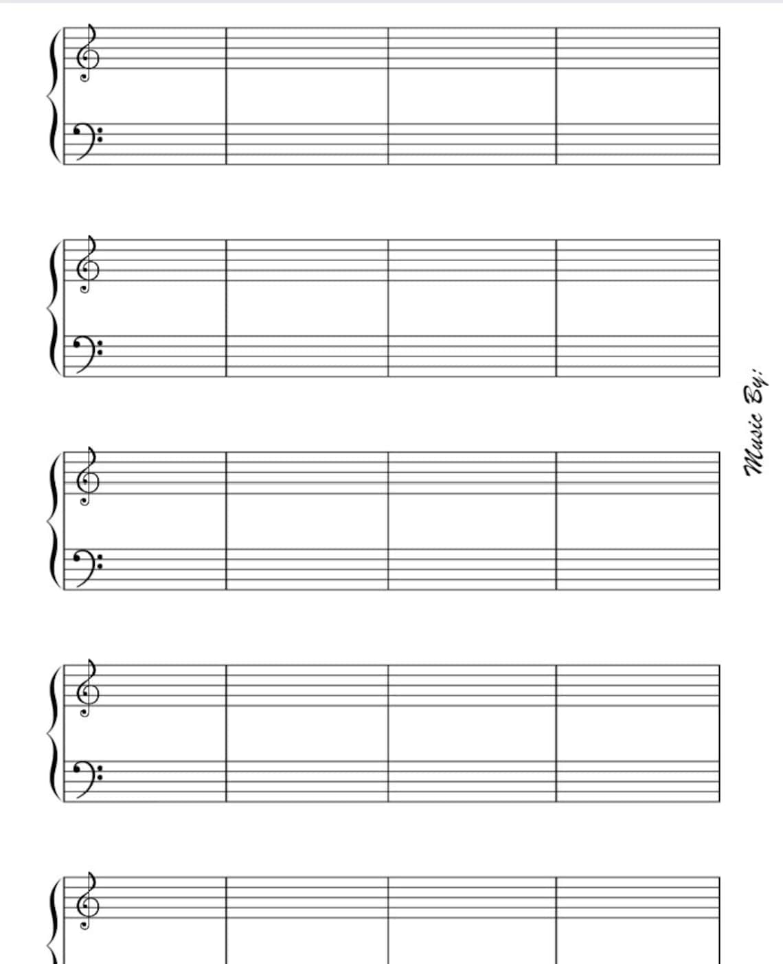 Sheet Music Template Printable Musical Download, Music Teacher Gift ...