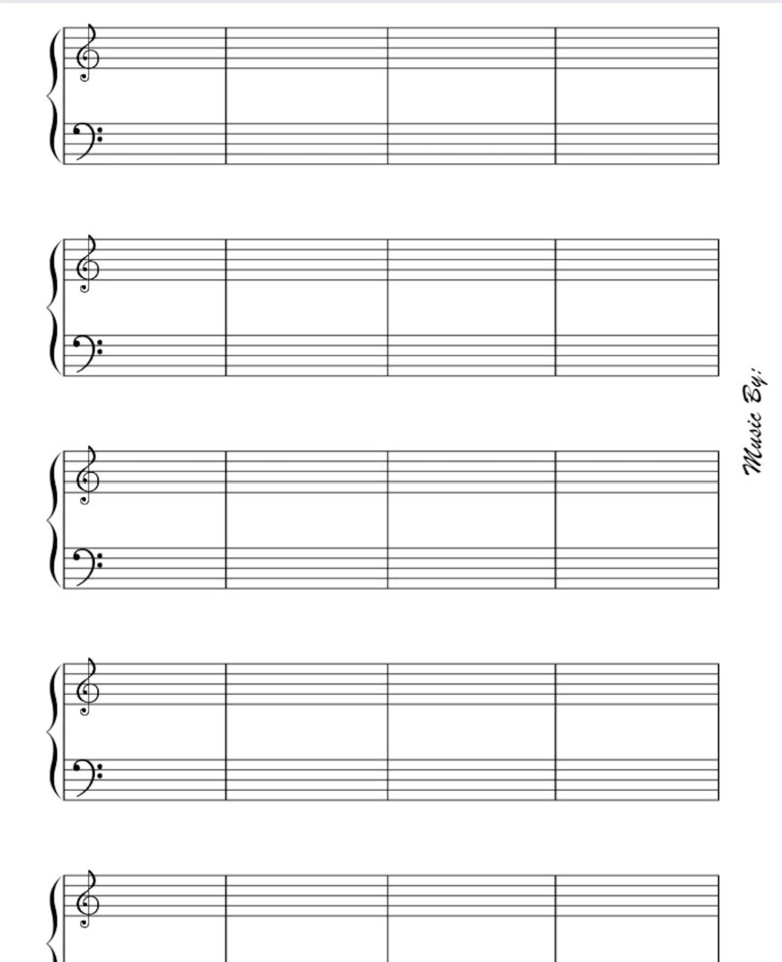 Sheet Music Template Printable Musical Download, Music Teacher Gift ...