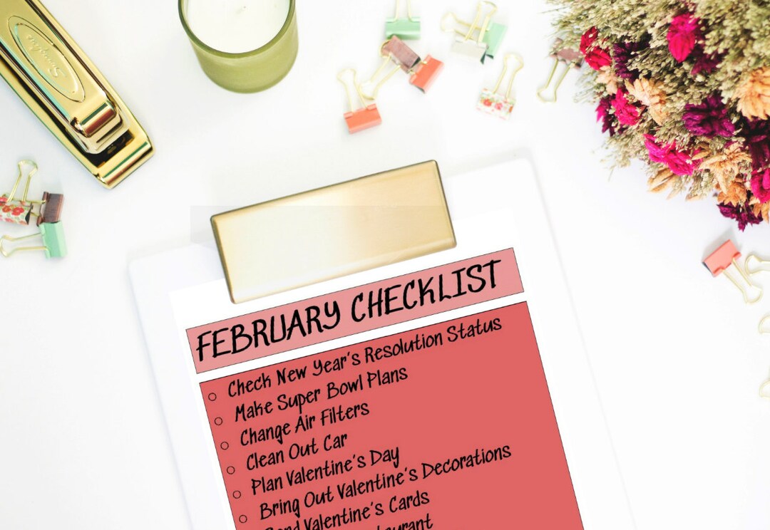 Printable February Monthly Checklist, Valentines Day List, Winter to Do ...
