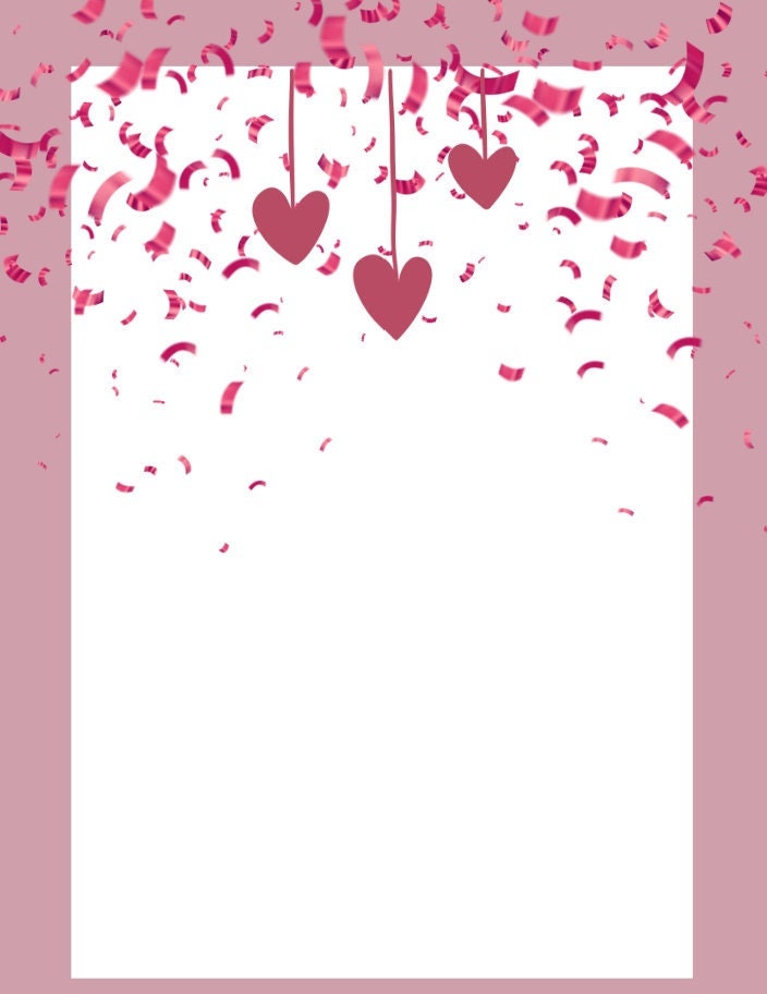 Valentine Border Pdf Paper Printable Hearts Instant Download Letter ...