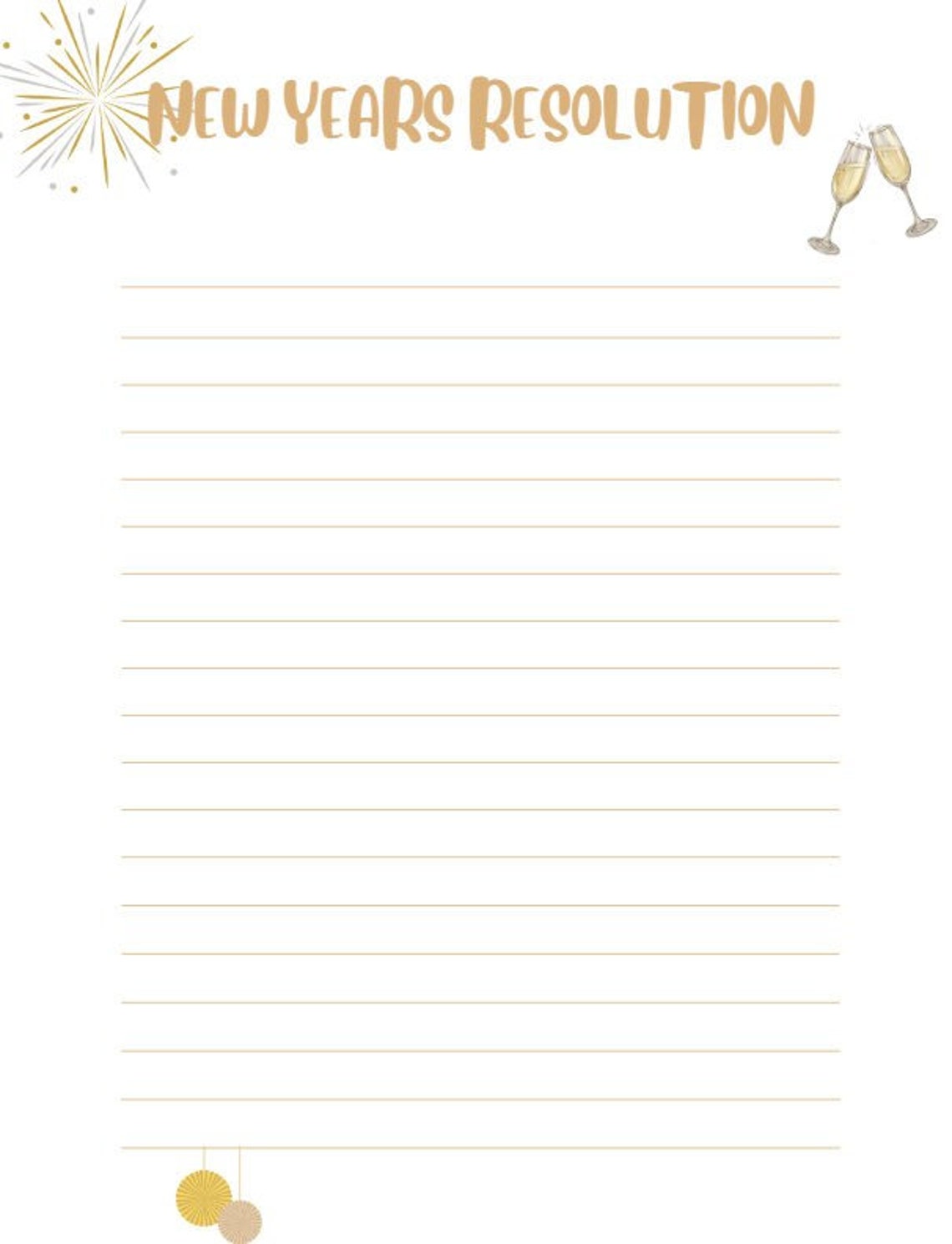 New Year's Resolution Instant Download Blank List Template Printable ...