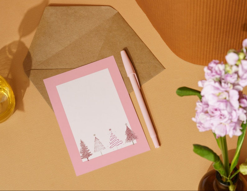 Pink Christmas Tree Border, Pdf PNG, Glam Christmas Frame Printable ...