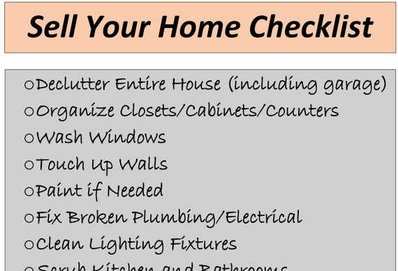 Sell Your Home Checklist Printable Download Home Lists - Etsy