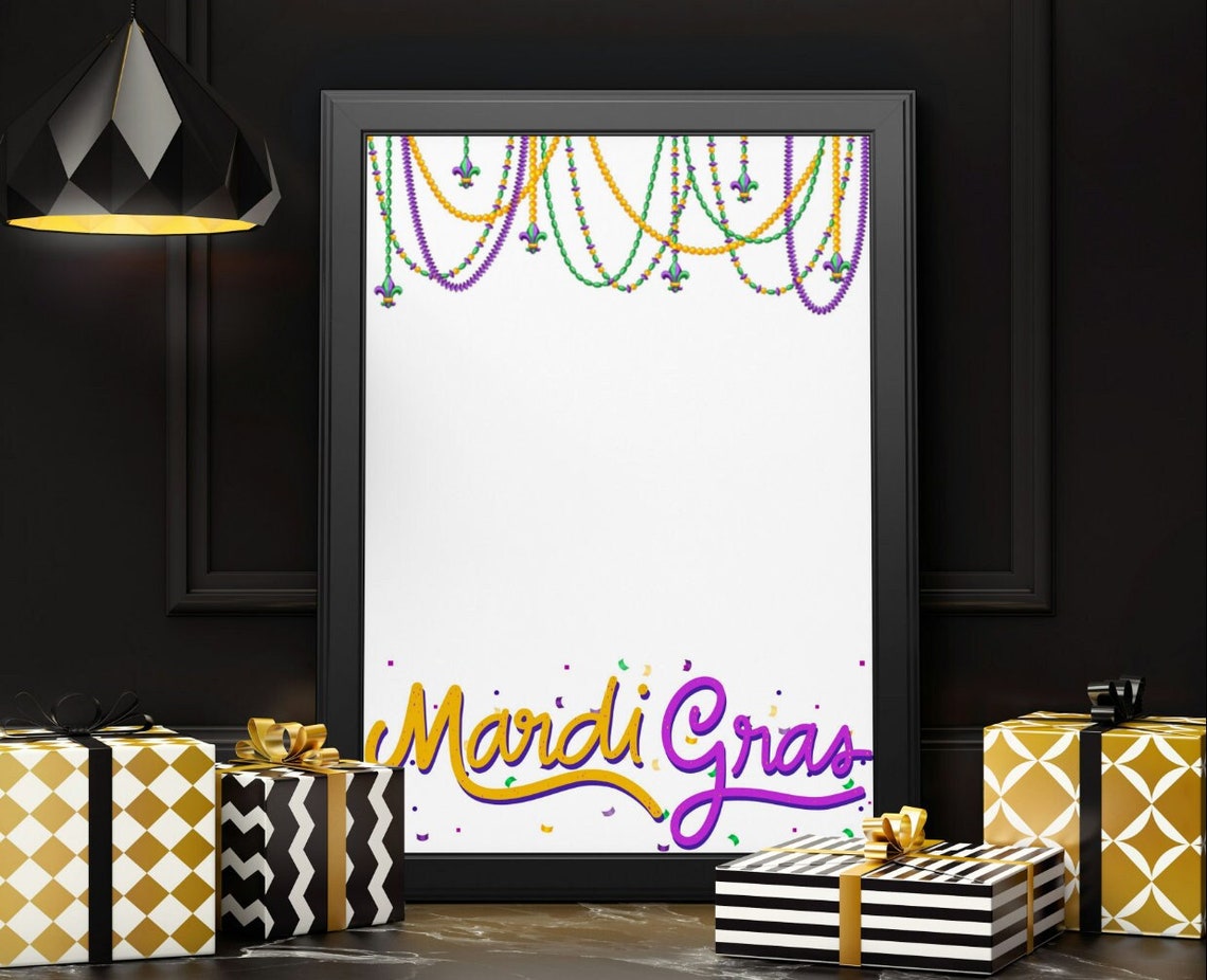Mardi Gras Border Pdf, Png, Printable Digital Download, A4 and US ...