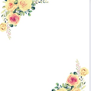 Yellow Rose Border 2 Designs PNG | Pdf Printable Instant Download ...