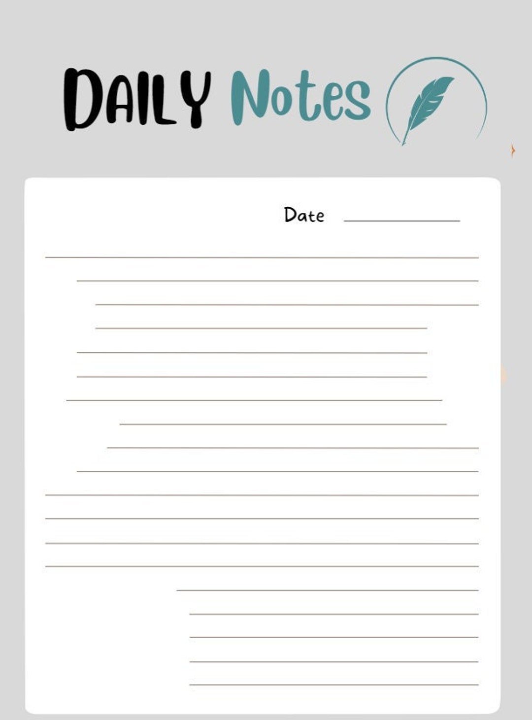 Blank Template Daily Notes Printable Checklist for Planner - Etsy