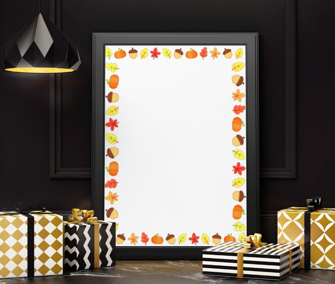Thanksgiving Border Pdf, Autumn Paper, Fall Border Stationery, Leaf ...