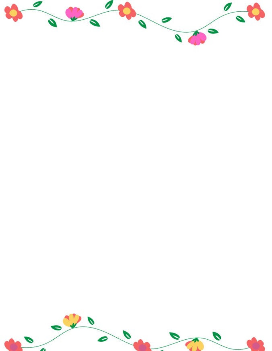 Wedding Border Printable Template, 4 Page Design, Bright Flower Prints ...