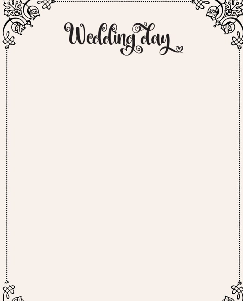 Wedding Day Border Printable. Letter Size Instant Digital Download for ...