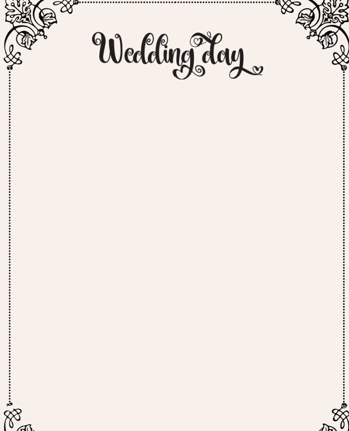 Wedding Day Border Printable. Letter Size Instant Digital Download for ...