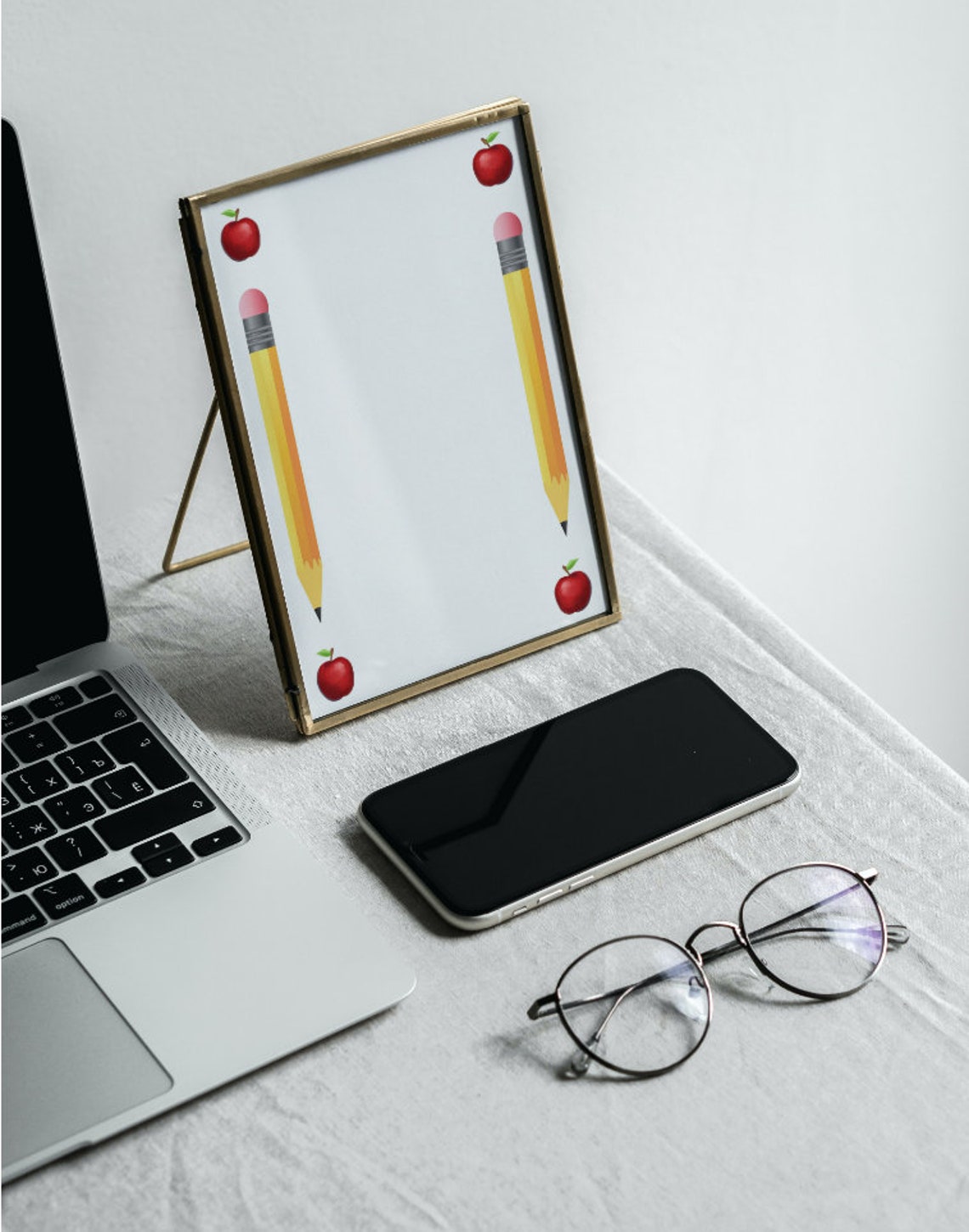 Back to School Apple & Pencil Border: Printable Frame (PNG, PDF) - Etsy