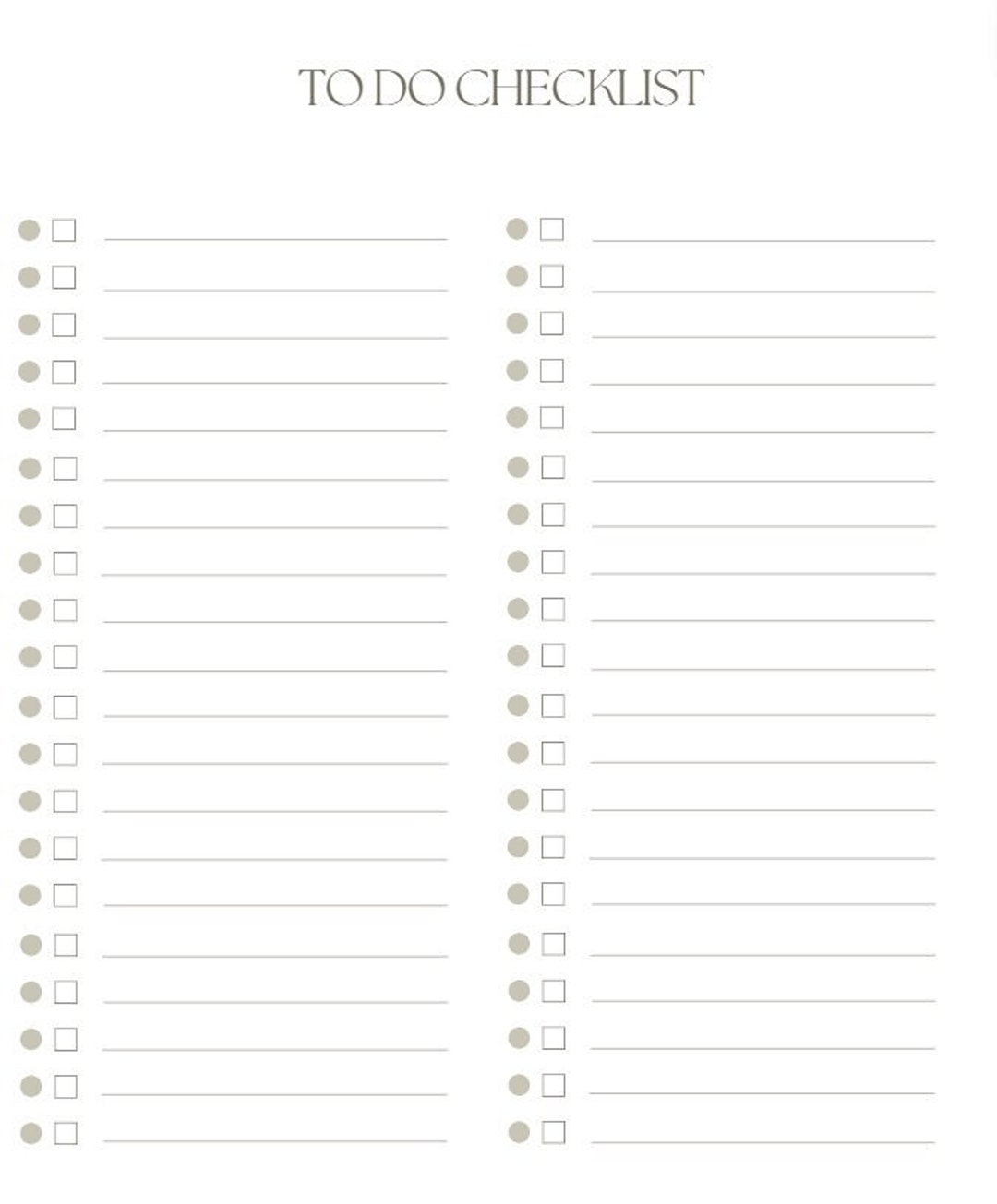 Blank Printable Minimal Checklist Instant Download for Planners Notes ...